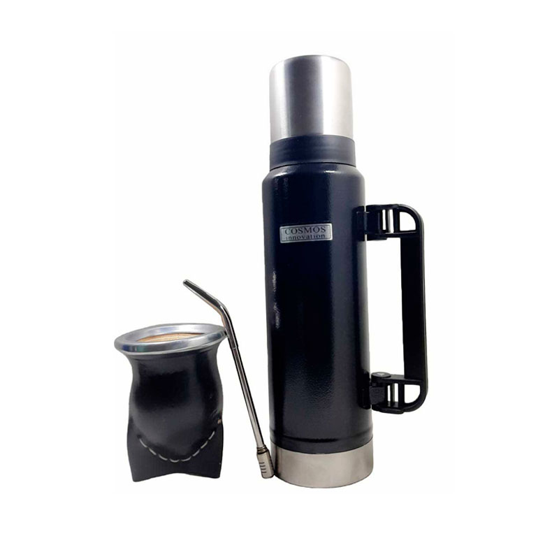 Set matero termo tipo Stanley negro con mate bocon | Mundo Set Matero