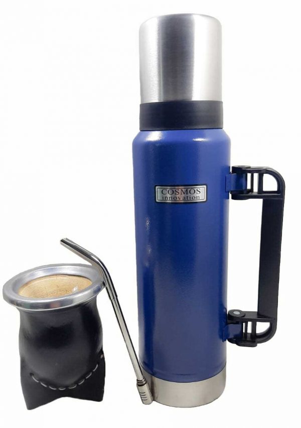 Set matero termo tipo Stanley azul con mate bocon | Mundo Set Matero