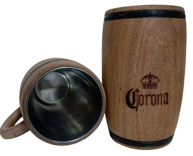 Chopera de madera con grabado laser de Corona | Mundo Set Matero