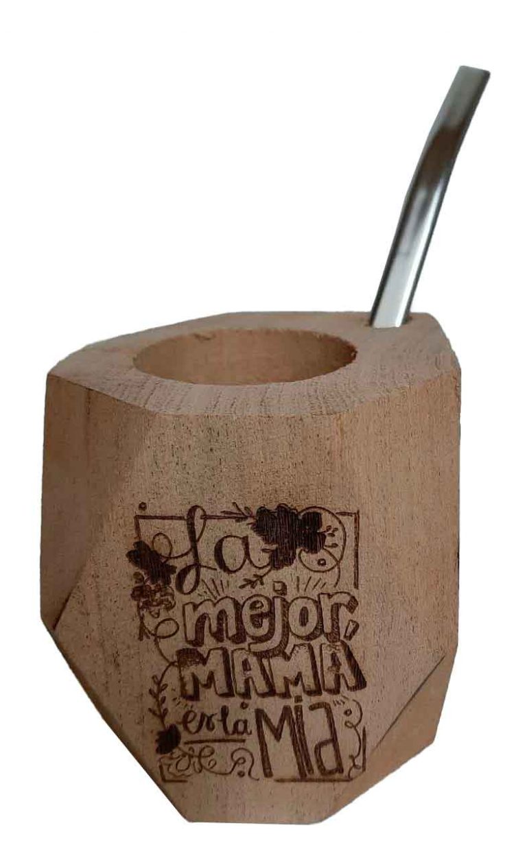 Mate de madera con grabado a láser motivo La mejor mama | Mundo Set Matero