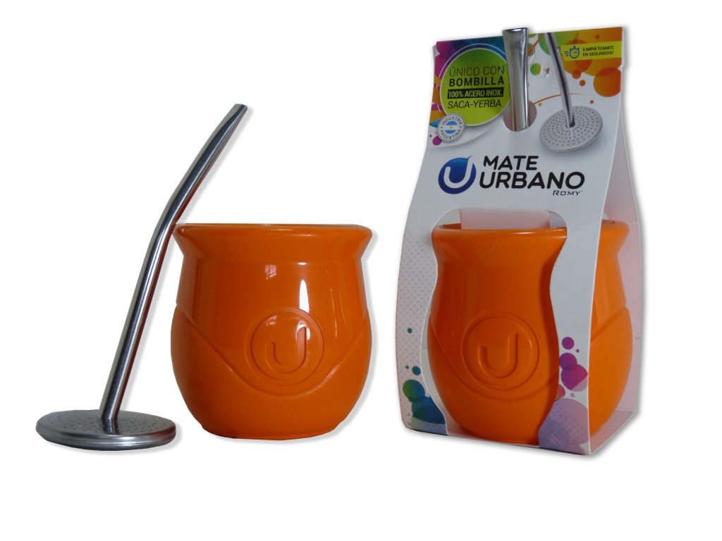 Mate urbano naranja con bombilla | Mundo Set Matero